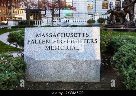 The Massachusetts Fallen Firefighters Memorial, in Beacon Hill, Boston ...