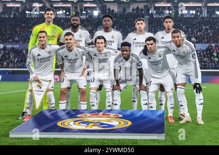 Real Madrid CF players line up prior to the match at the FIFA Club ...