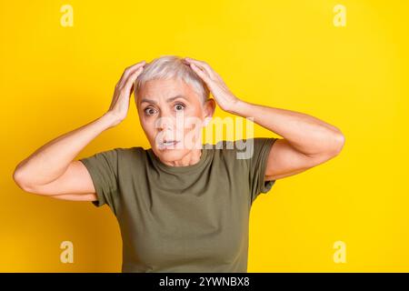 Photo of pretty impressed lady dressed denim shirt rising sale board ...