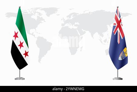Syria and Saint Helena flags for official meeting against background of ...