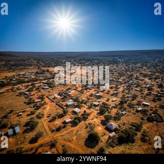 aerial view african village , typical Southern african rural area ...