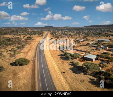 aerial view african village , typical Southern african rural area ...