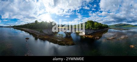 Aerial view of Inveraray Castle with the River Aray, and the A83 ...