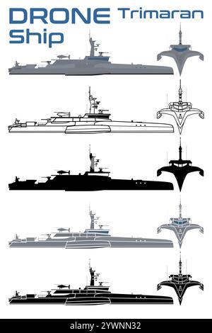 Unmanned surface vessel USV vector illustration Stock Vector Image ...