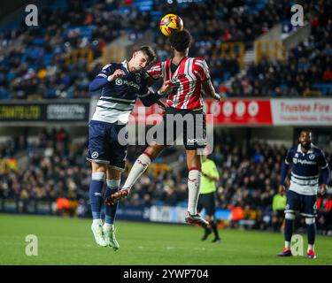Rhian Brewster #7 of Sheffield United heads the ball back across the ...