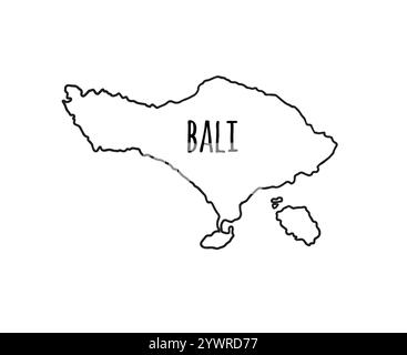 abstract black outline of Bali map- vector illustration Stock Vector ...