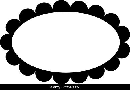 Oval frame with scalloped borders. Elliptic vignette with frilly edges ...