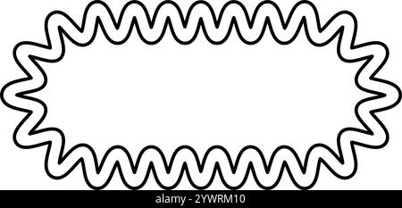 Oval rectangle shape with wavy edges. Rectangular form with frilly borders. Empty textbox ...