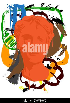 Head Statue Graffiti tag. Abstract modern street art decoration ...