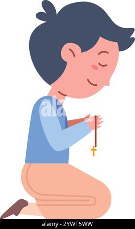 boy praying in first communion Stock Vector Image & Art - Alamy