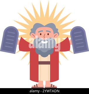 Vector cartoon illustration of Moses holding staff from religious Bible ...