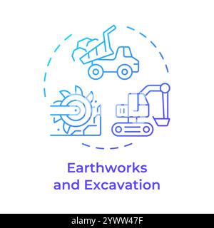 Earthworks line icon concept. Earthworks flat vector symbol, sign ...