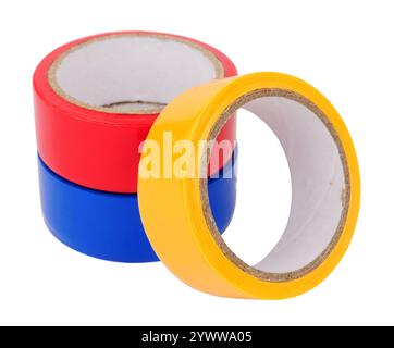 red and yellow insulation tape rolls isolated on white Stock Photo - Alamy