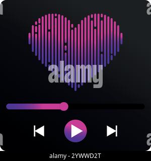 Audio player interface with sound wave, loading progress bar and buttons. Simple mediaplayer ...