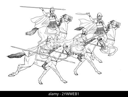 Alexander the Great's cavalry attack. Ancient warriors in battle Stock ...