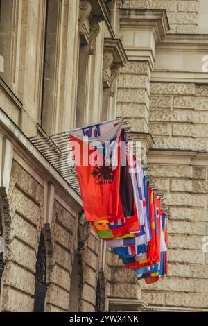 Vienna, Austria, May 2019: Flags of the European Union and Austria on ...