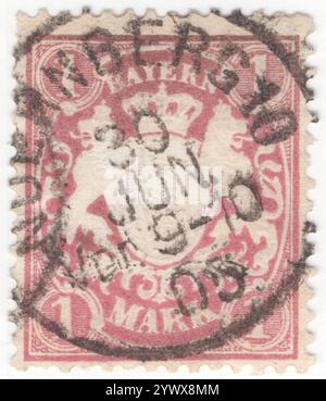 Postage stamp: Bayern (Bavaria), Coat of Arms, 1876, 10 Pfennig ...