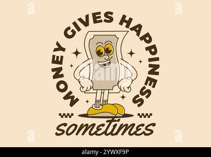 money gives happiness, sometimes. Money mascot character in standing ...