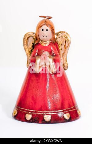 Ceramic angel figurine on a white background. Ideal for Christmas and ...