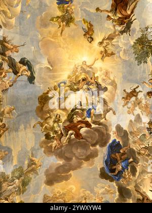 Baroque paintings on the ceiling of the Mirror Gallery in the Palazzo ...