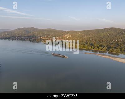 Aerial view of the Dunaj River and the ancient city of Vysehrad in ...