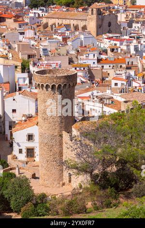 Tossa de Mar in Catalonia, Spain view of the church and town panorama ...