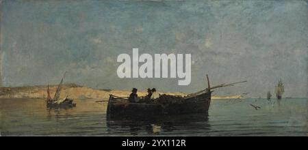 Constantine Volanakis' 'Fishing Boat at Dusk' captures a serene moment ...