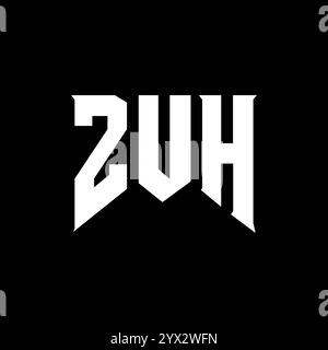 ZUH letter logo design for technology company. ZUH logo design black ...