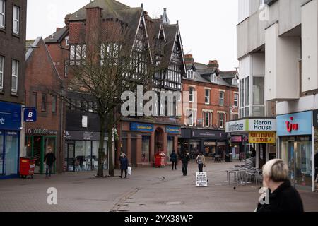 Nuneaton town centre in winter with Christmas lights, Warwickshire, UK ...
