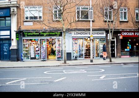 Shops, Westminster Bridge Road, Waterloo, London, England Stock Photo ...