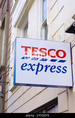 Tesco Express outdoor signage Stock Photo - Alamy