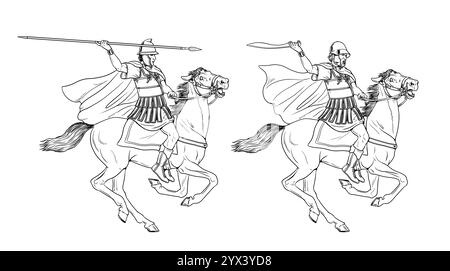Alexander the Great's cavalry attack. Ancient warriors in battle Stock ...