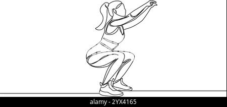 Continuous line drawing. Woman doing exercise in yoga pose. Vector ...