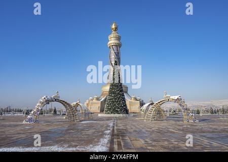 Istiklol Tower with Christmas tree, Independence and Freedom Tower ...