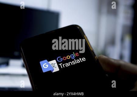 Smartphone showing Google Translate application logo on an a screen ...