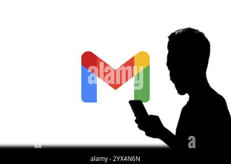 Google product Gmail logo is displaying on smartphone. Gmail is a free ...