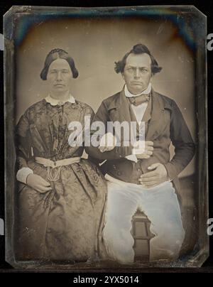 Portrait of a seated couple; American; about 1850 - 1860; Hand-colored ...