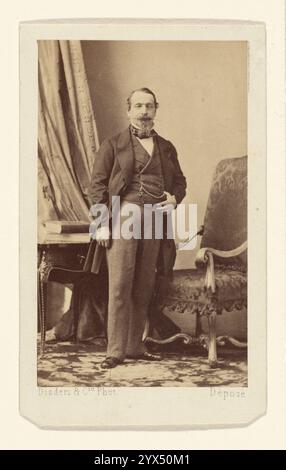 Napoleon III, full-length portrait, facing front, walking on crutches ...