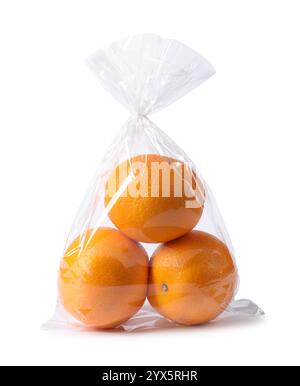 Plastic bag with fresh oranges isolated on white Stock Photo - Alamy