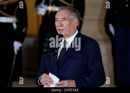 French Prime Minister Francois Bayrou, center, arrives for the first ...