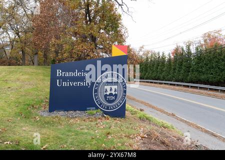 Brandeis University ground sign in Waltham-Boston, Massachusetts, USA ...