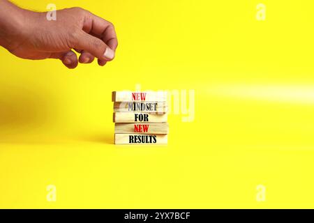 Mindset symbol. Wooden blocks with words New Mindset new Result ...