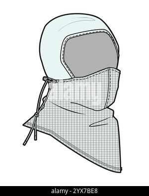 Balaclava hat design technical flat sketch vector mockup template Stock ...