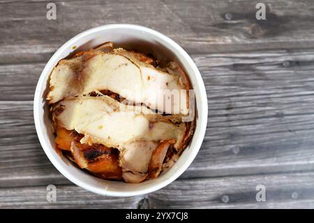 Chicken shawarma shake, made of pieces of chicken shawerma with tomeya ...