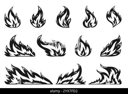 Cartoon fire flame. Fires comic images, bonfire flaming ignition, evil ...