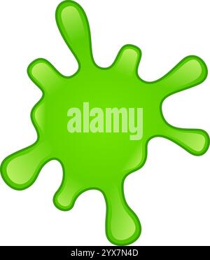 Vibrant green splatter spreading across a pristine white backdrop ...
