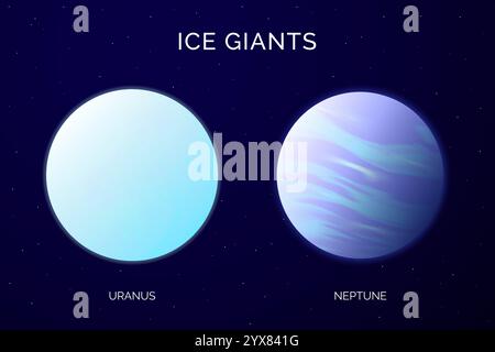 3D Ice Giants Planets Illustration with Uranus and Neptune Stock Vector ...