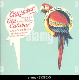 Chromolithographed die cut advertisement showing two cats on tins of ...