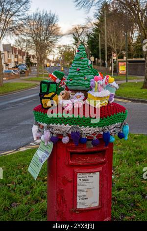 Christmas Post Box topper, Sidcup Kent, England Stock Photo - Alamy
