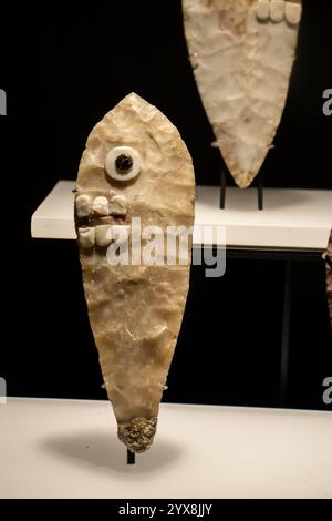 Flint and obsidian face knives with archaeological site and museum of ...